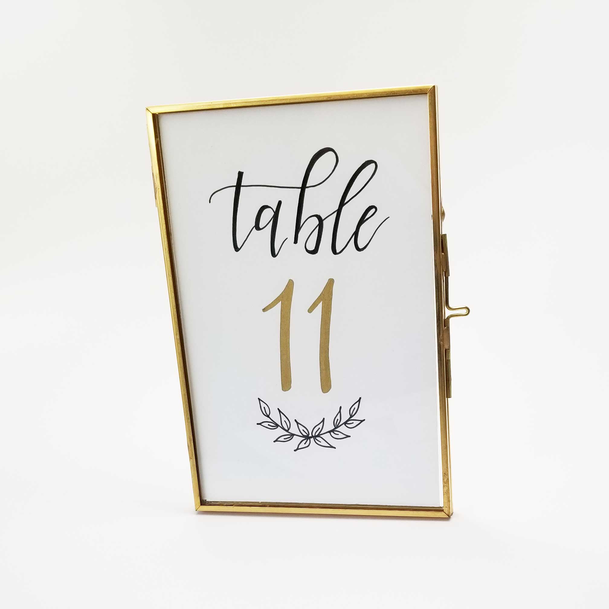 Gold Framed Table Number – Sparrow Lane Event Rentals