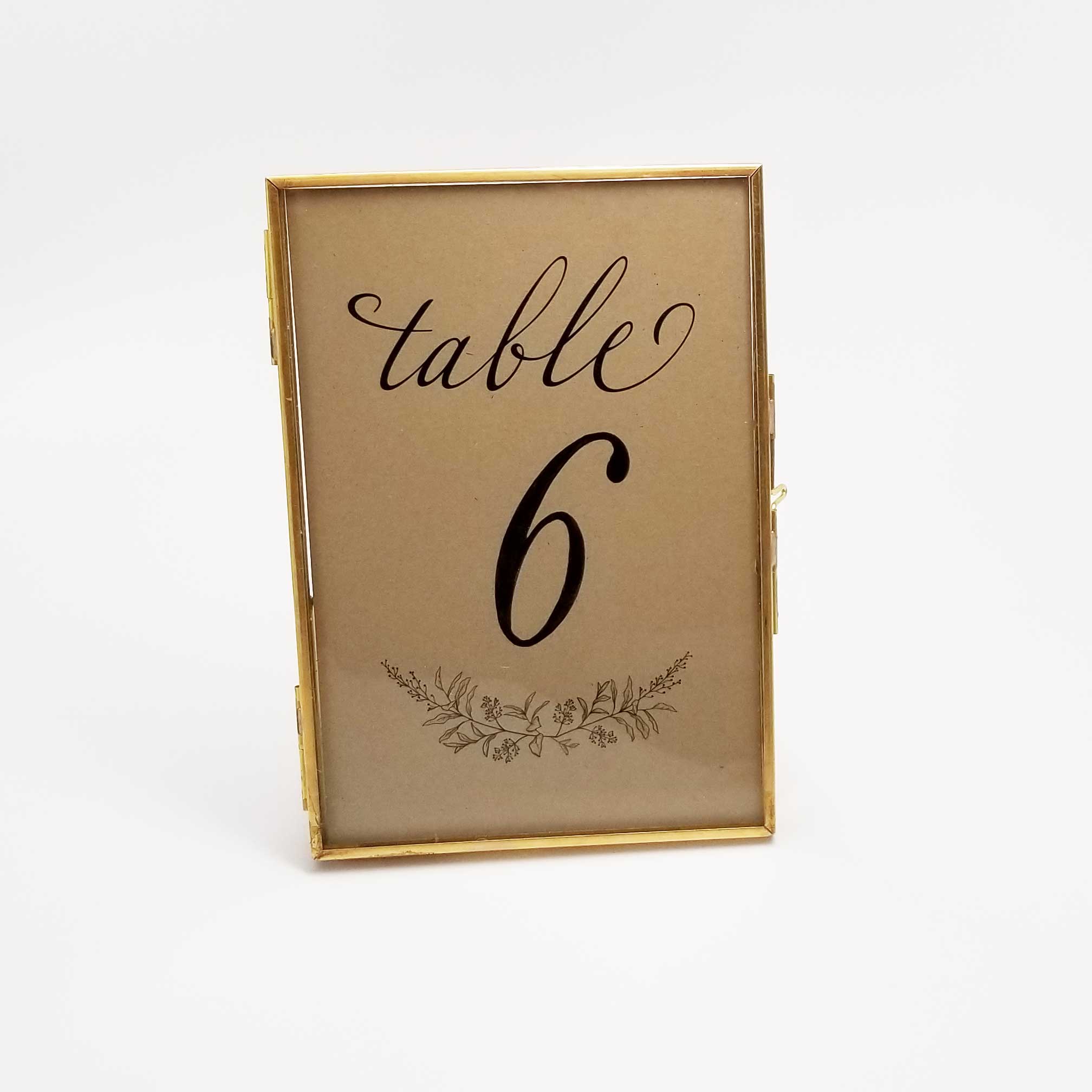 Gold Framed Table Number – Sparrow Lane Event Rentals